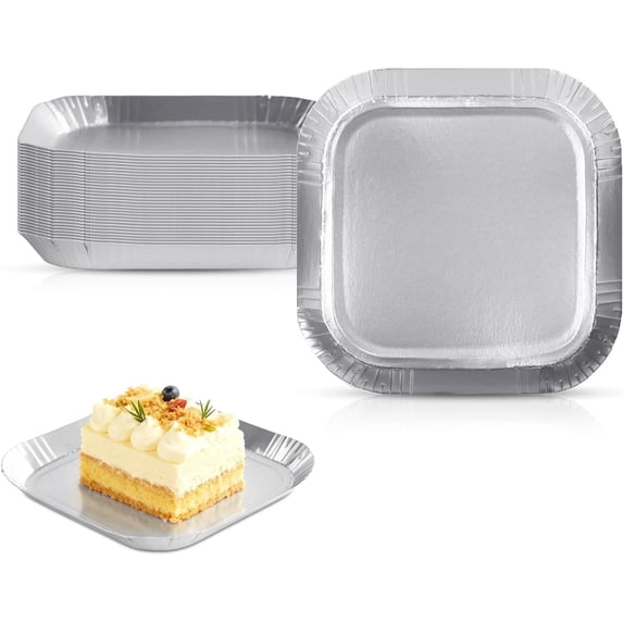 30 Pcs Small Silver Paper Plates, 5 Inch Disposable Square Dessert ...