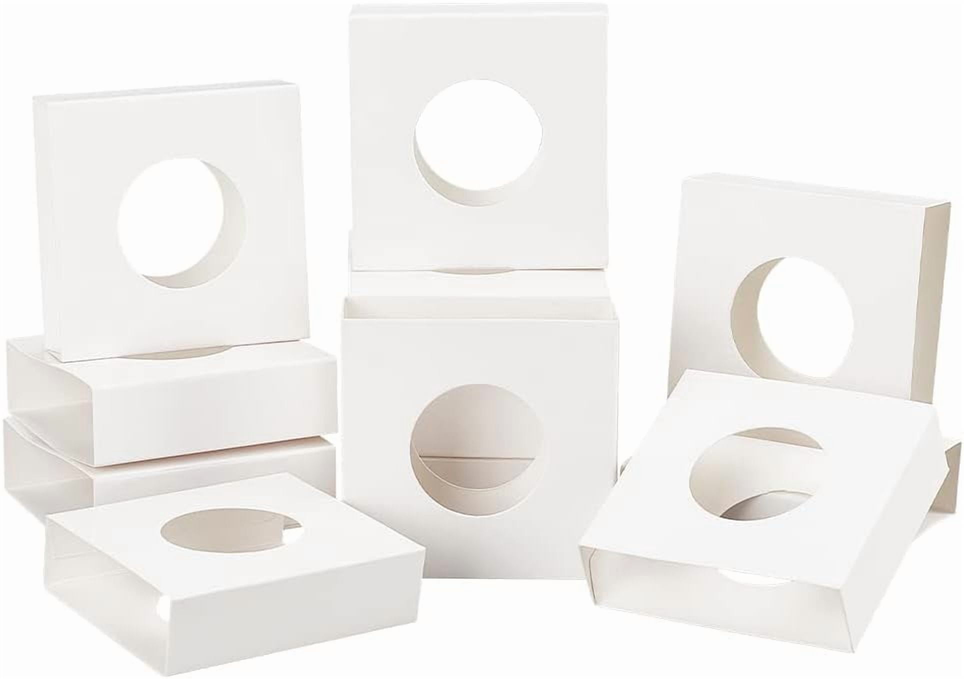 30 Pcs Square Cardboard Gift Boxes White Round Pattern Hollow Window ...