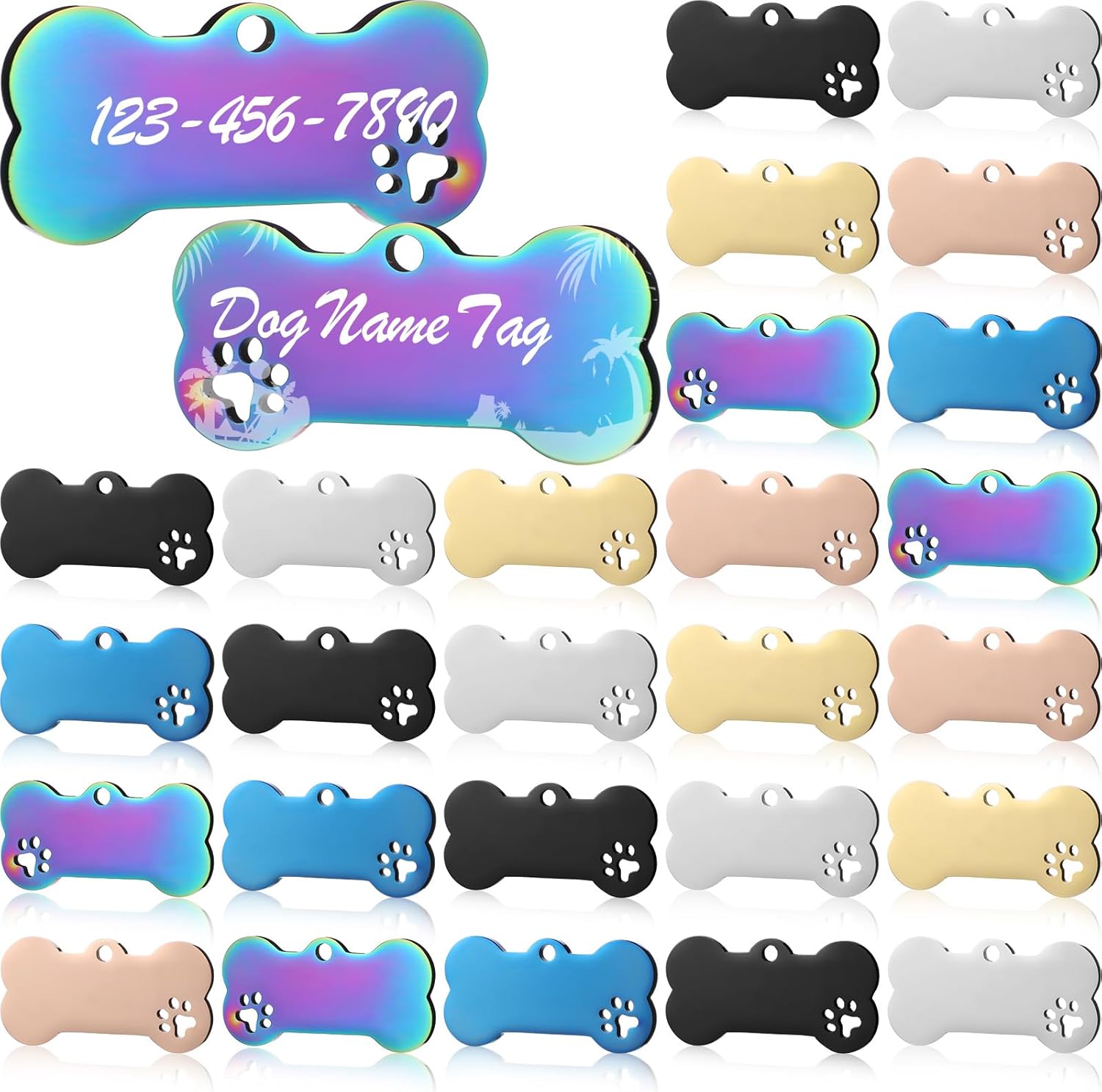30 Pcs Stainless Steel Blank Pet ID Tags Personalized Dog Name Tag with ...