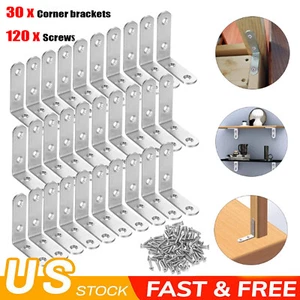30 Pcs Stainless Steel Corner Brace Right Angle Bracket Wood Metal ...