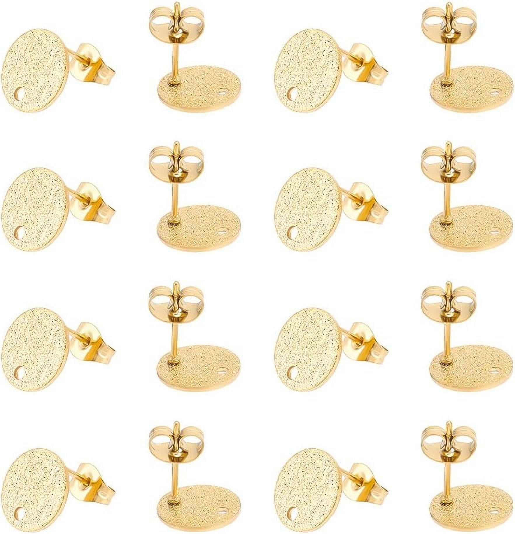 30 Pcs Stainless Steel Stud Earring Findings Textured Flat Round Stud ...