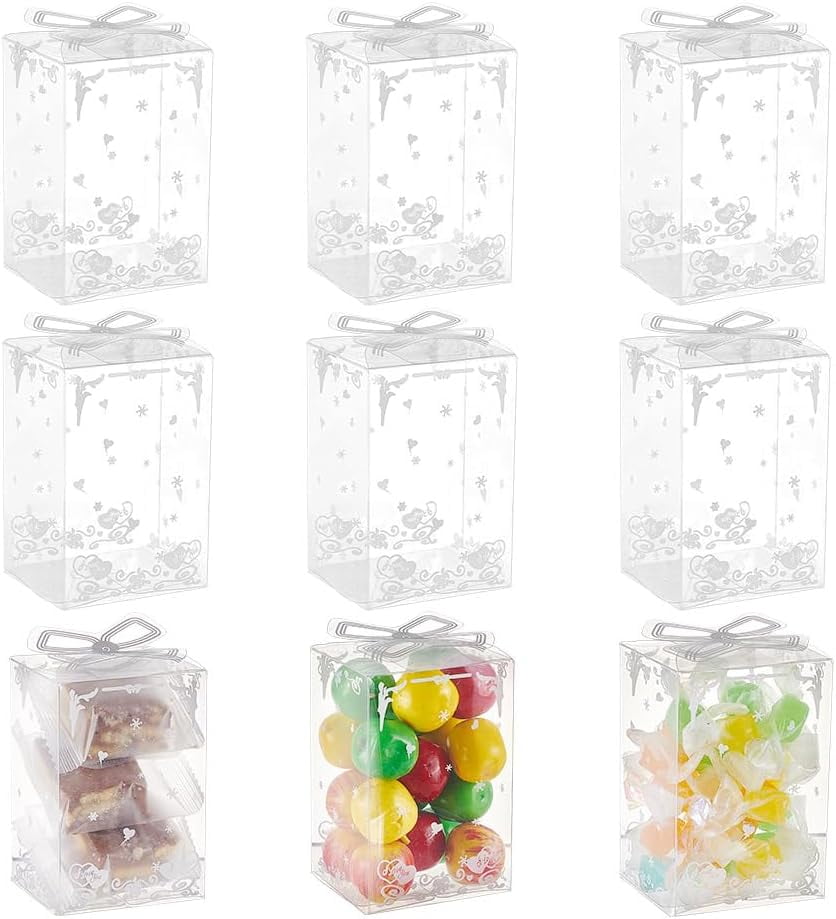 30 Pcs Transparent PVC Box 1.97x1.77x2.99 Inch(5x4.5x7.6cm) Crown Print ...