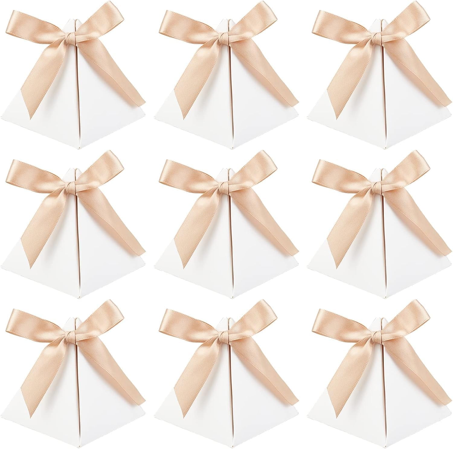 30 Pcs Triangle Paper Favor Boxes with Polyester Ribbon (White 2.8x2 ...