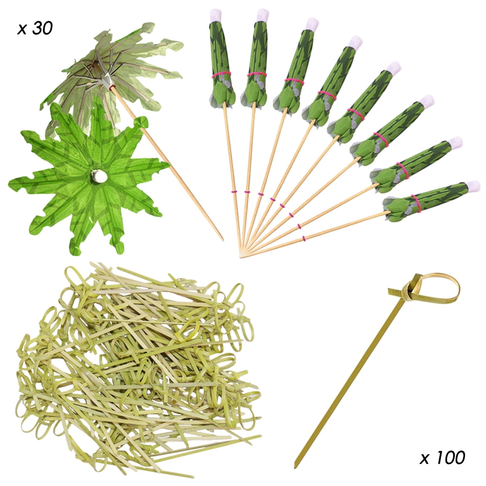 30 Pcs Tropical Coconut Palm Tree Umbrella Sticks,YuCool Cocktail ...