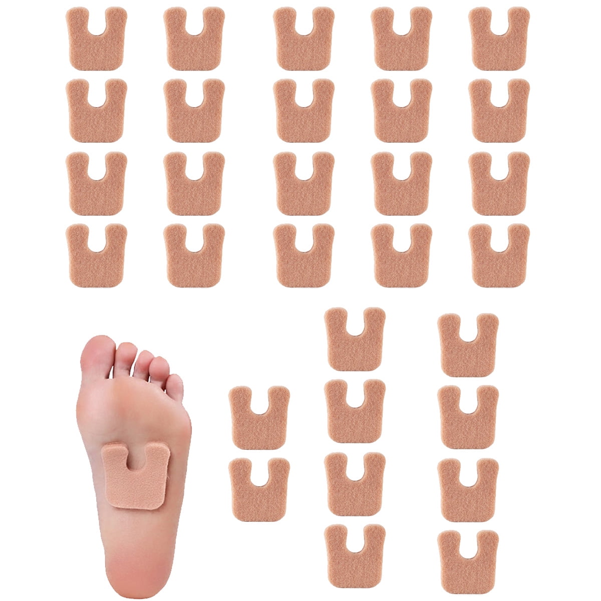 30 Pcs U-Shaped Skin Tone Felt Callus Pads, Metatarsal & Forefoot ...