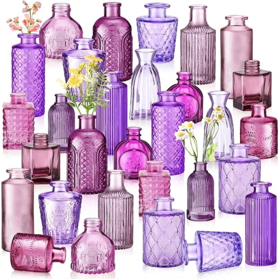 30 Pcs Vases Bulk Colored Flower Glass Christmas Vases Bud Vintage ...