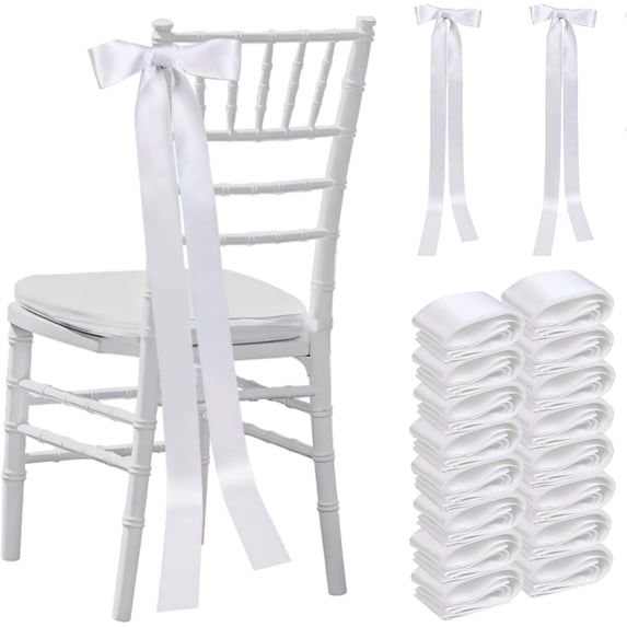 30 Pcs Wedding Ribbons for Chairs, 90.55x1.96 Inch Satin Chair Sashes ...