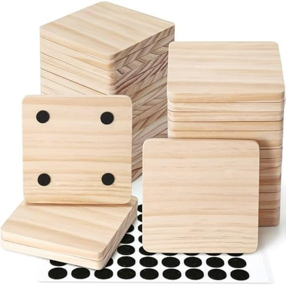 30 Pcs Wood Coasters Set, 4x4 in Blank Wooden Coasters Bulk with 114 ...