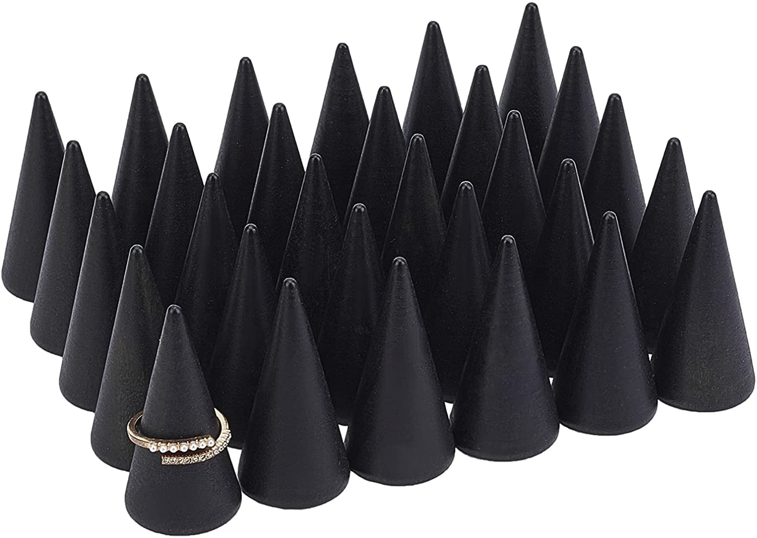 30 Pcs Wood Cone Ring Holder Finger Jewelry Display Stand（Burlywood 1x2 ...