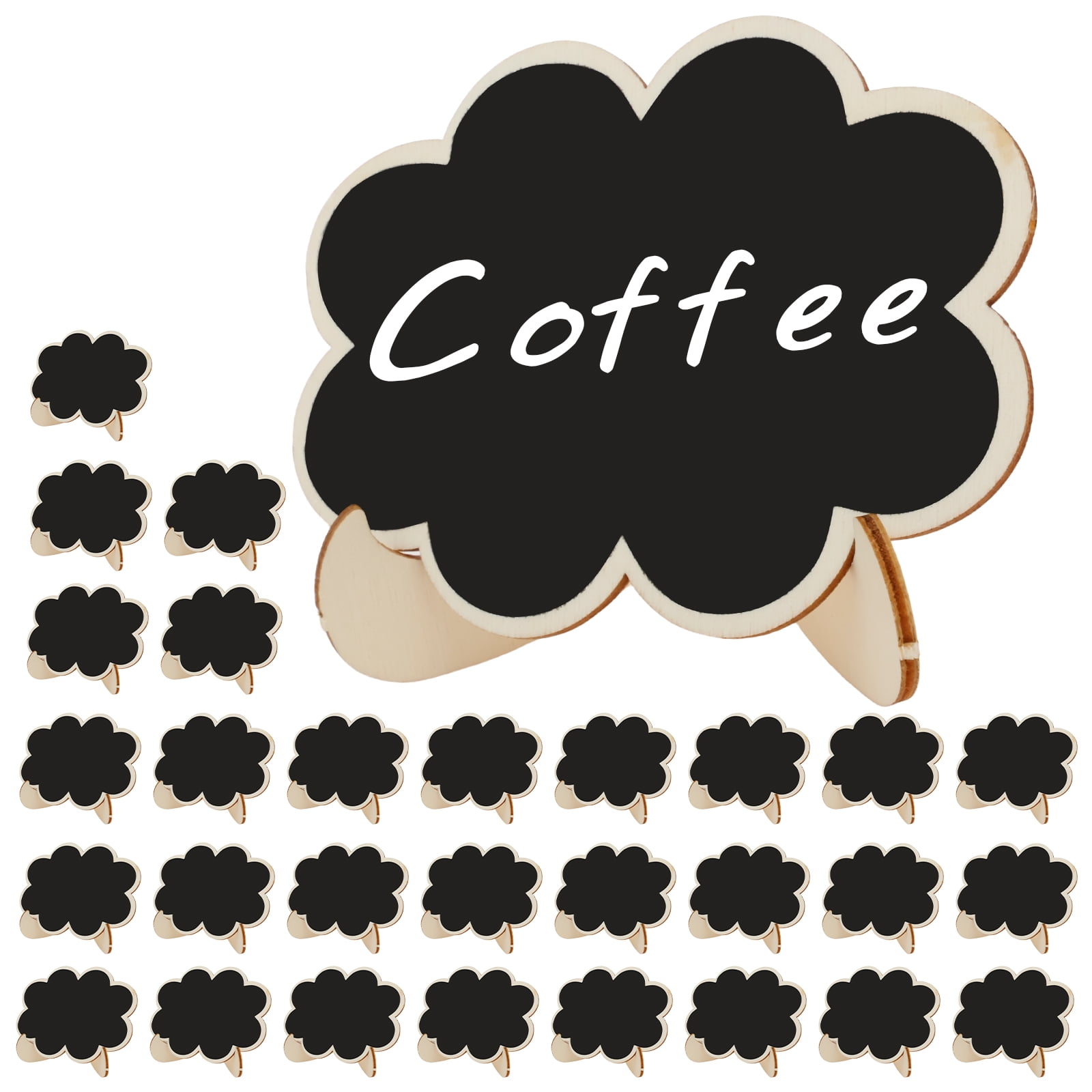 30 Pcs Wood Mini Chalkboard Sign with Easel Stand Reusable Small ...