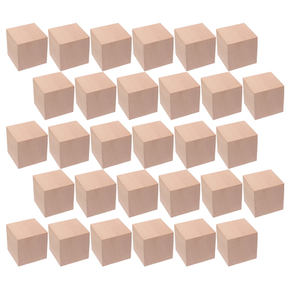 Wood Building Blocks for Home 30Pcs Khaki Cube Puzzle Toys Safe Smooth ...