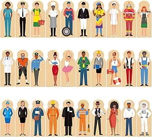 30 Pcs Wooden Community Helpers Toys Small Professionals Wooden ...