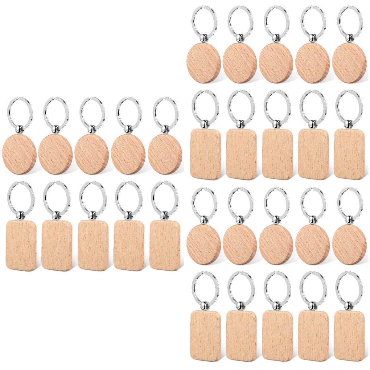 MERRYHAPY Smooth Edge Wood Keychain Blanks for Etching and Carving ...