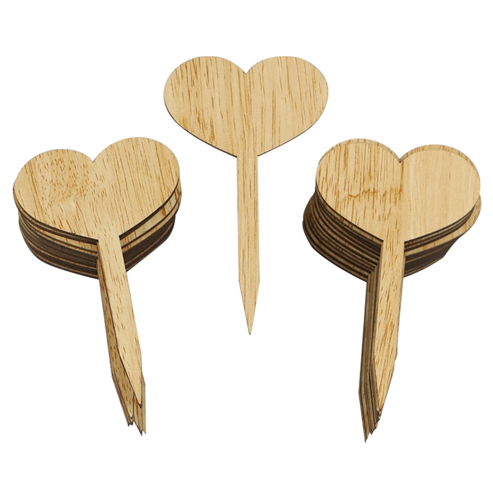 30 Pcs Wooden Plant Labels Heart Succulent Logo Insert Marker - Walmart.com