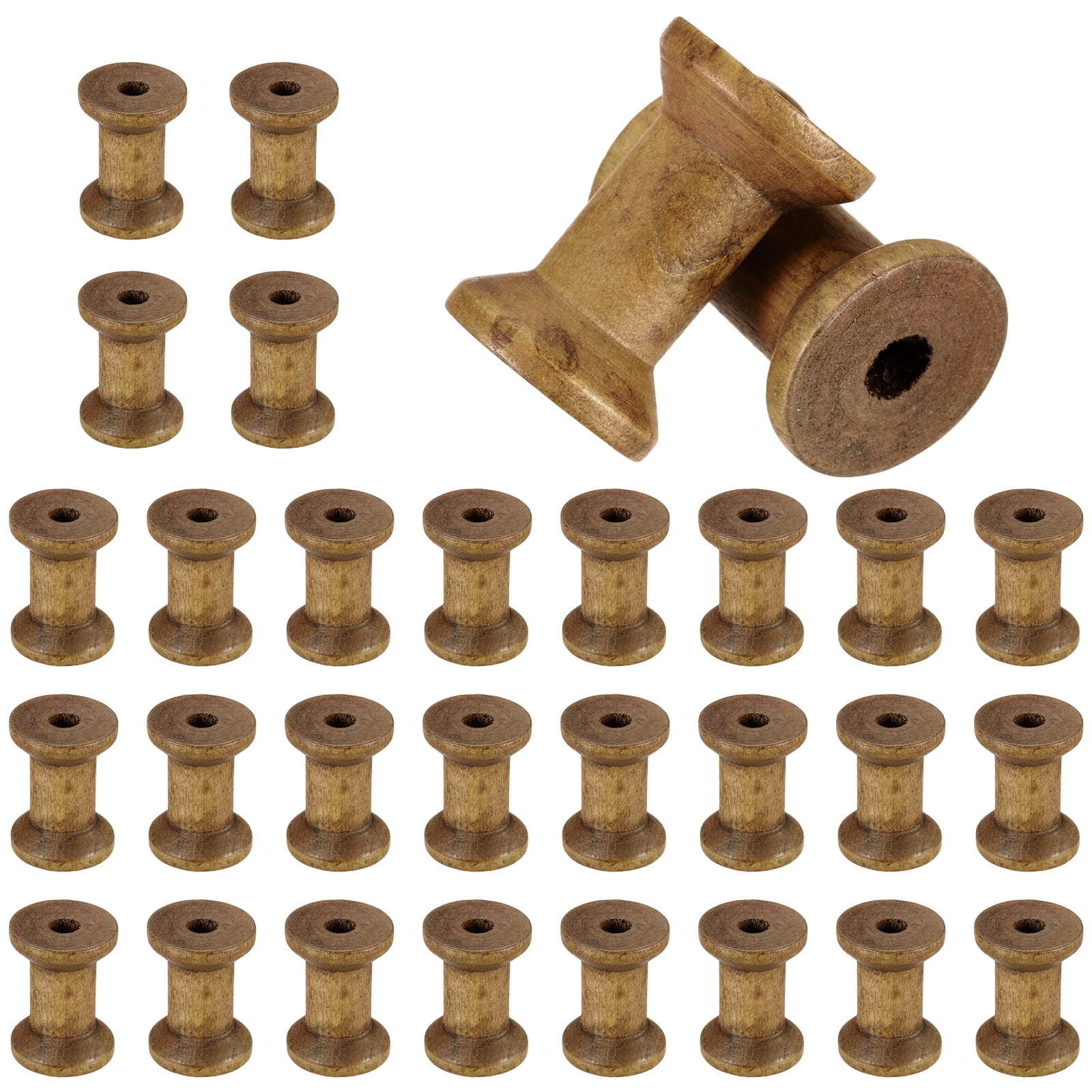 30 Pcs Wooden Spool for Craft, 1.2"/30 mm Wooden Empty Spools Wooden ...