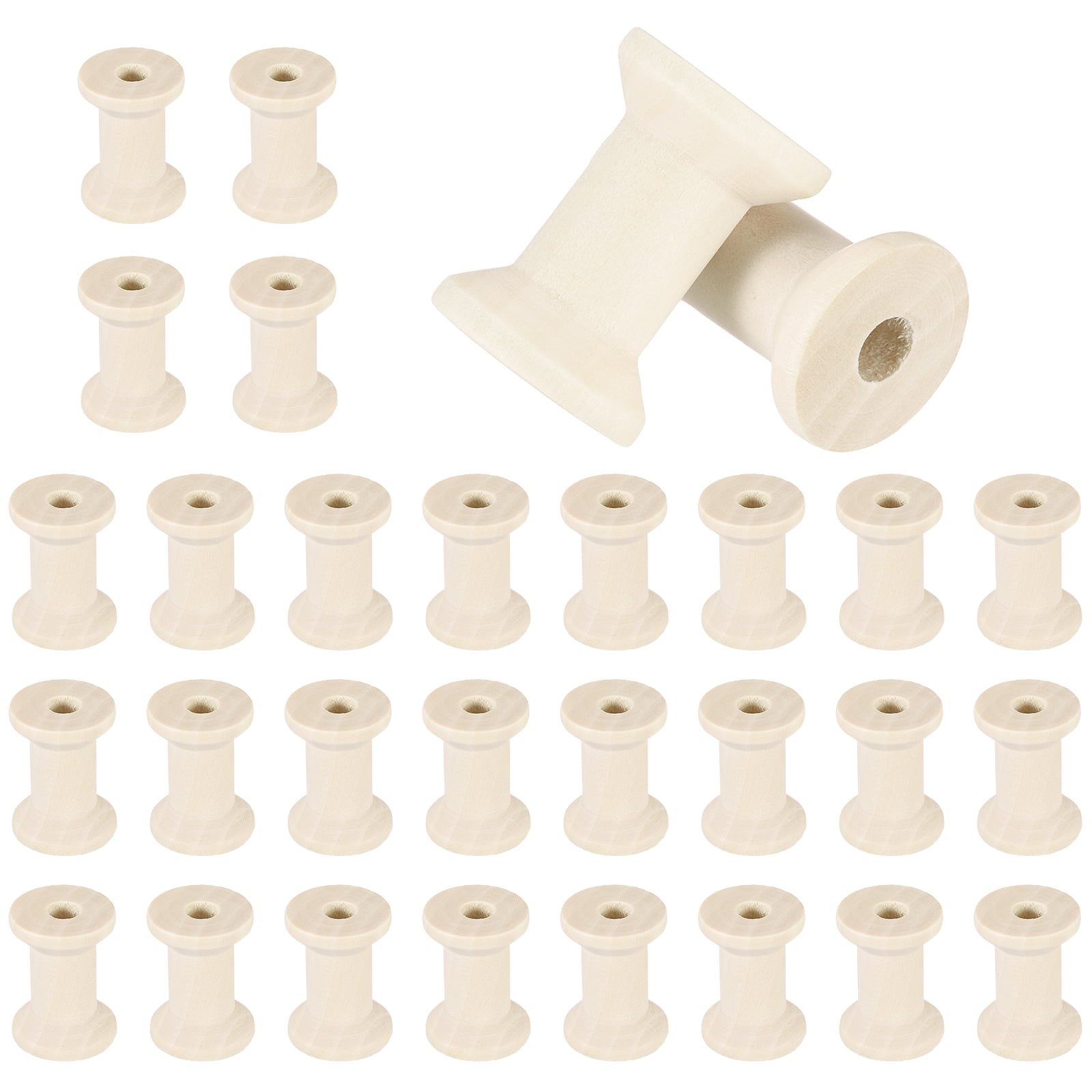 30 Pcs Wooden Spool for Craft, 1.2"/30 mm Wooden Empty Spools Wooden ...