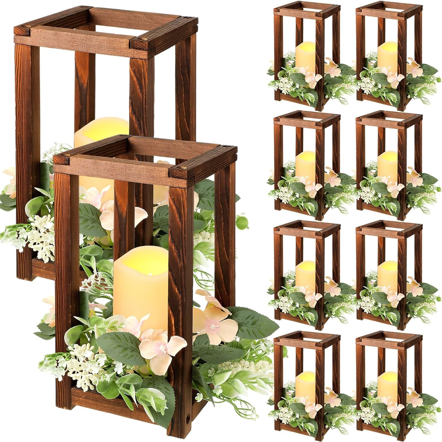 30 Pcs Wooden Wedding Lantern Centerpiece Integrated Holders with ...