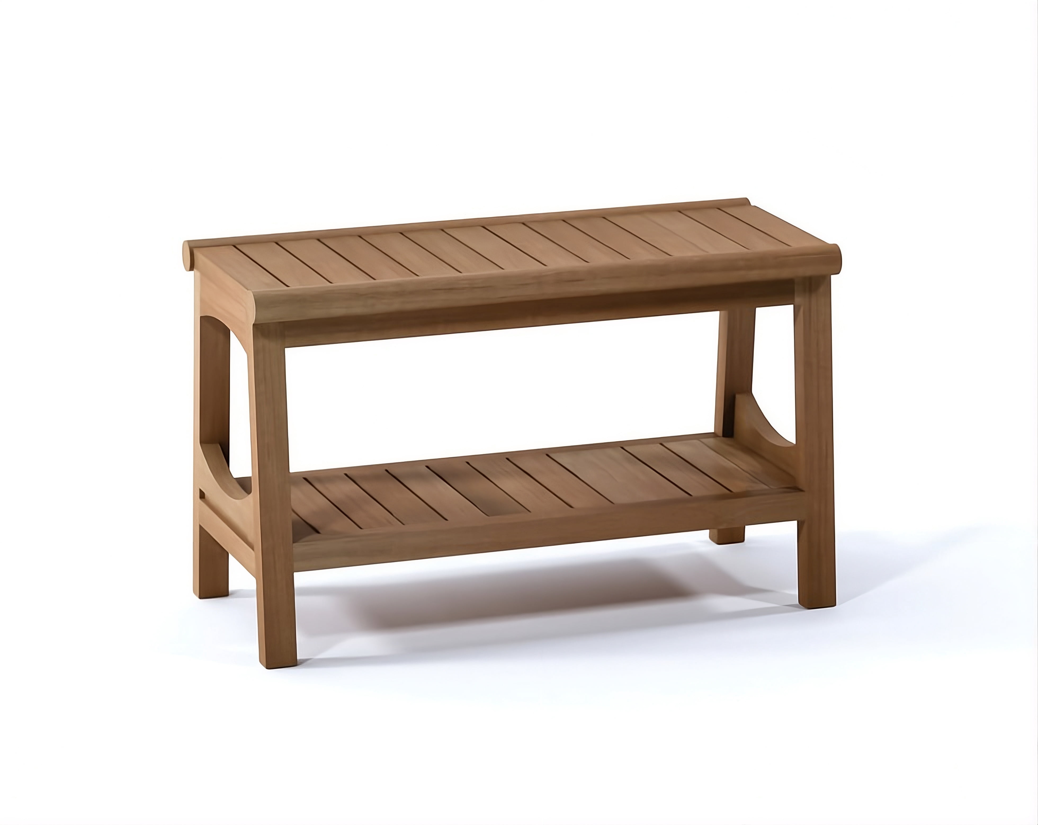 30" Perth Luxury Solid Teak Wood Shower Bench with Shelf - Walmart.com