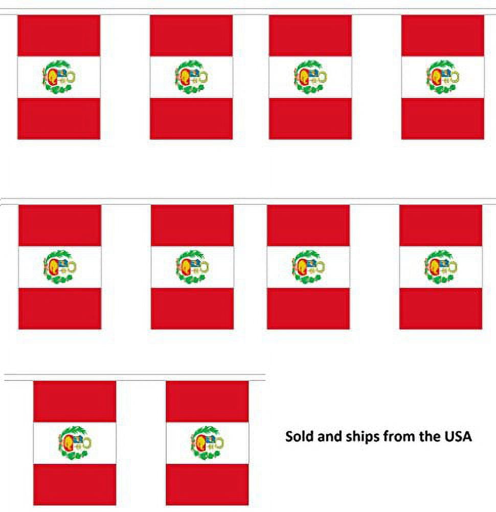 30' Peru String Flag Party Bunting Has 30 Peruvian 6"x9" Polyester ...