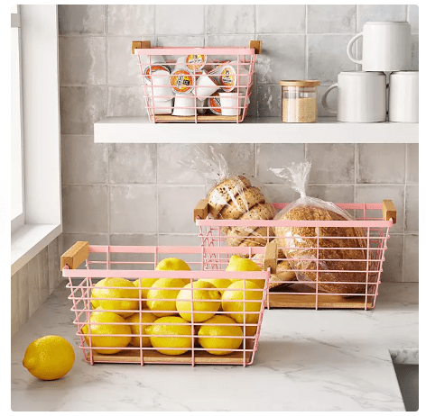 Set of 3 Wire Baskets – Durable Metal Storage for Kitchen & More ...