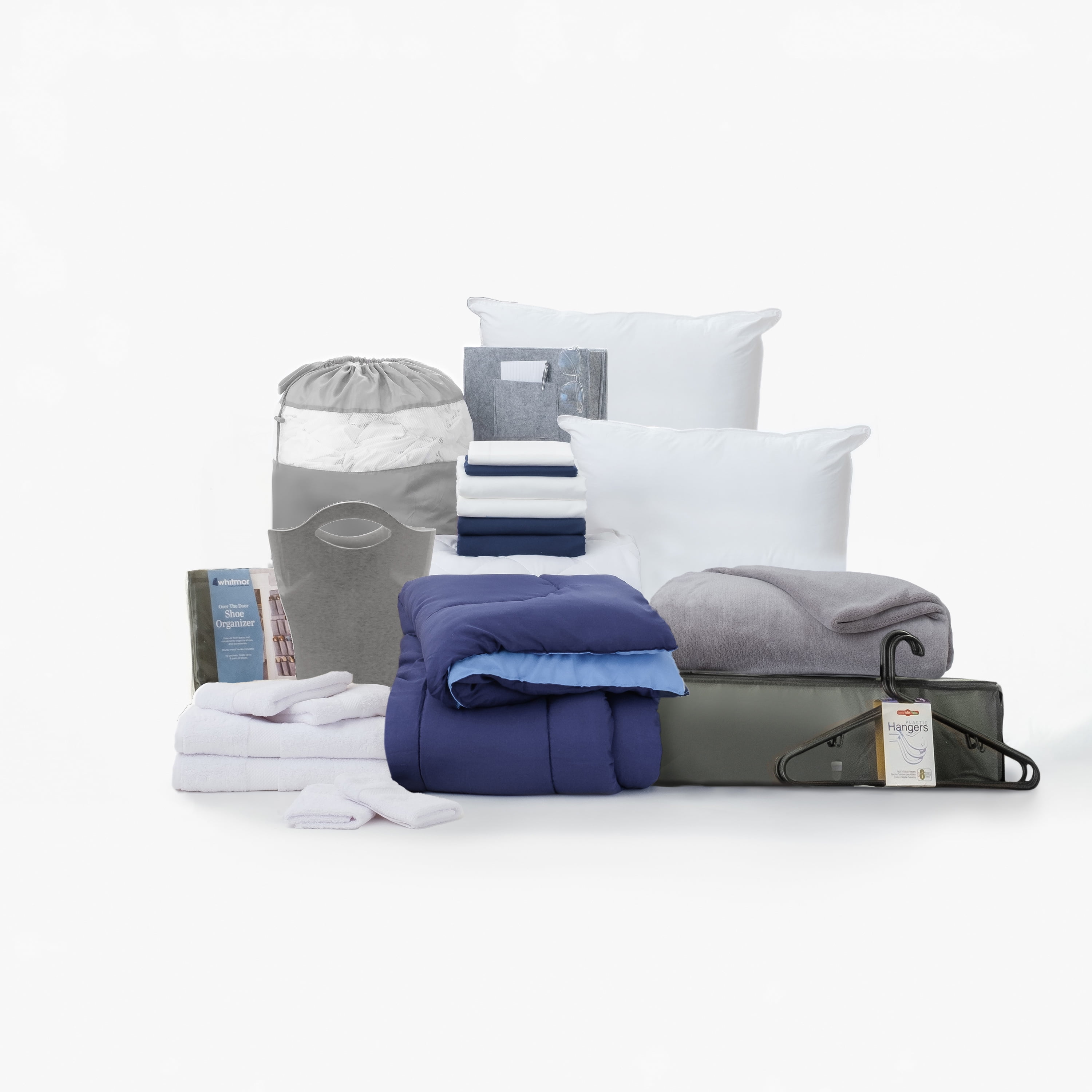 30-Piece Back-to-College Dorm Essentials Value Pack in Blue and Navy ...