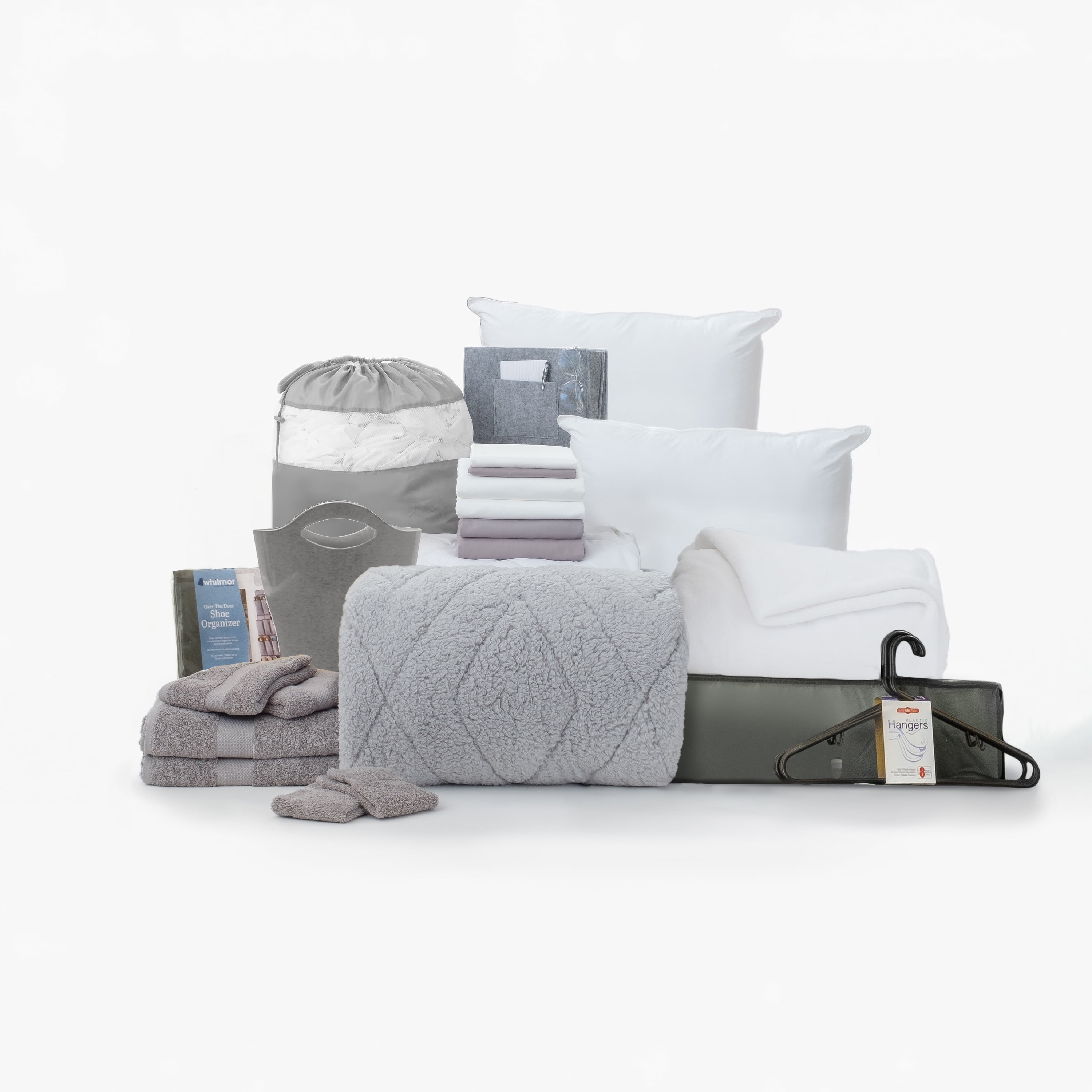 30-Piece Back-to-College Dorm Essentials Value Pack in Kyla Gray, Twin ...