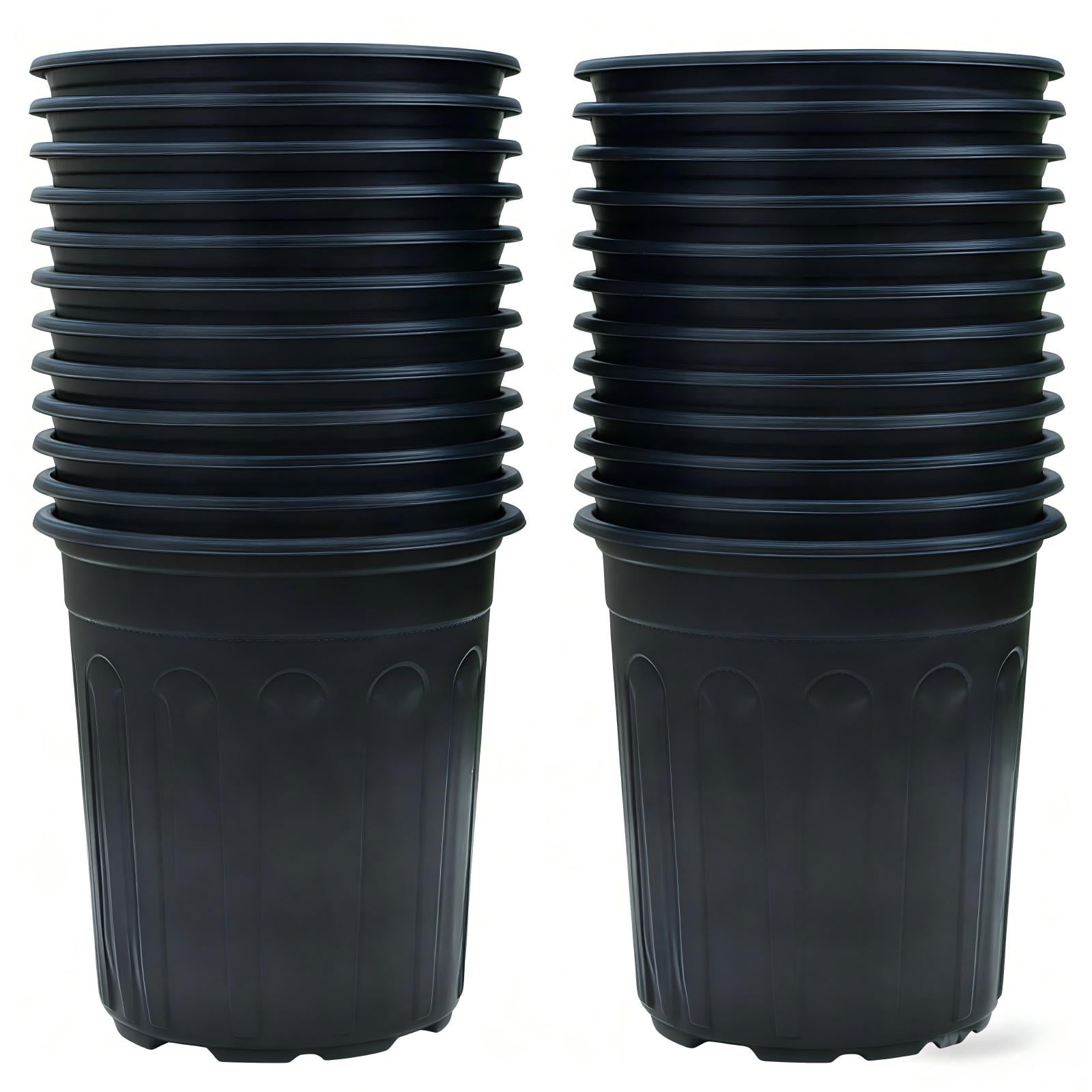 30-Piece Black 0.5 Gallon Plastic Pots: Flexible Nursery Containers ...