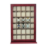 30-Piece Cherry Wood Watch Case, Wall Stand, Holds Watches up to 65mm ...