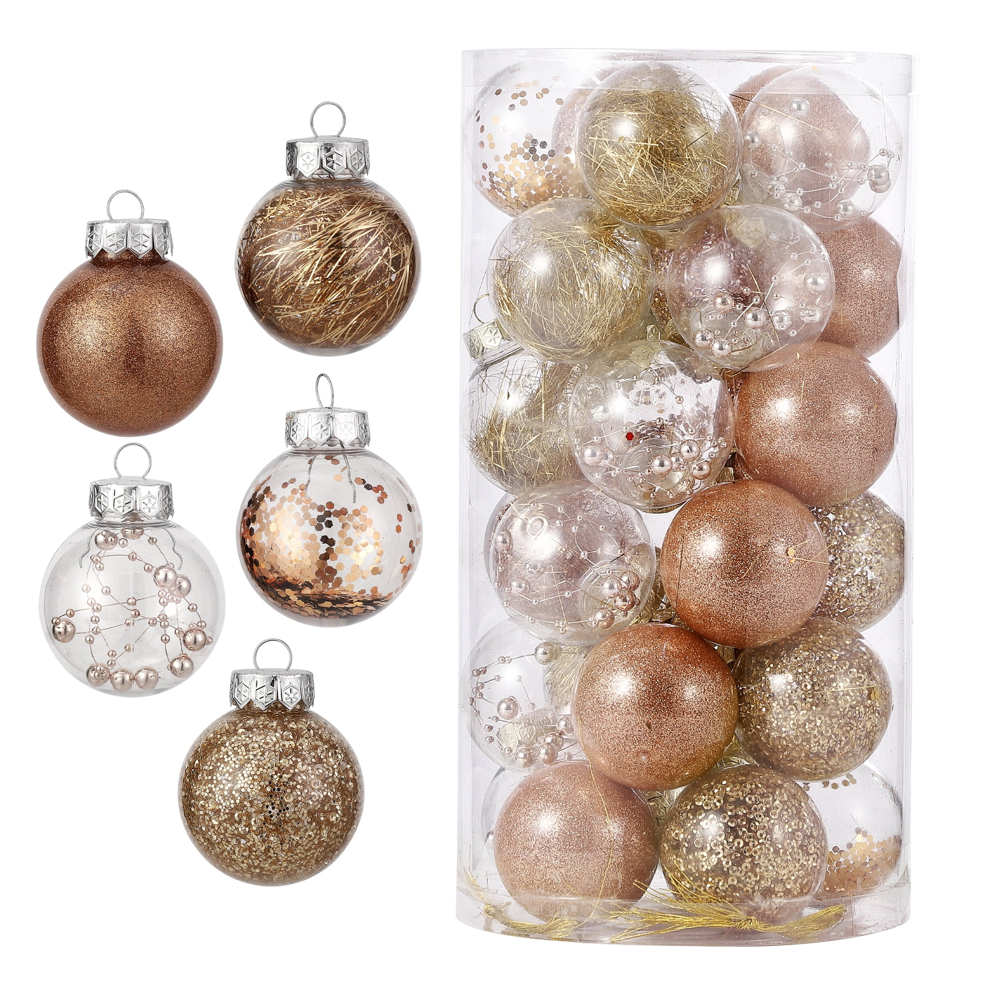 30-Piece Christmas Bauble Set | 2.36 Inch Shatterproof Ball Ornaments ...