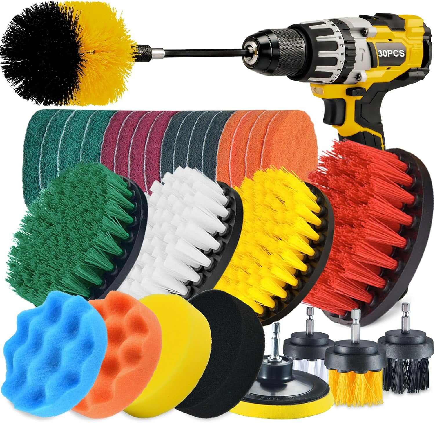 30 Piece Drill Brush Attachment Set, All Purpose Power Clean Scrubber ...