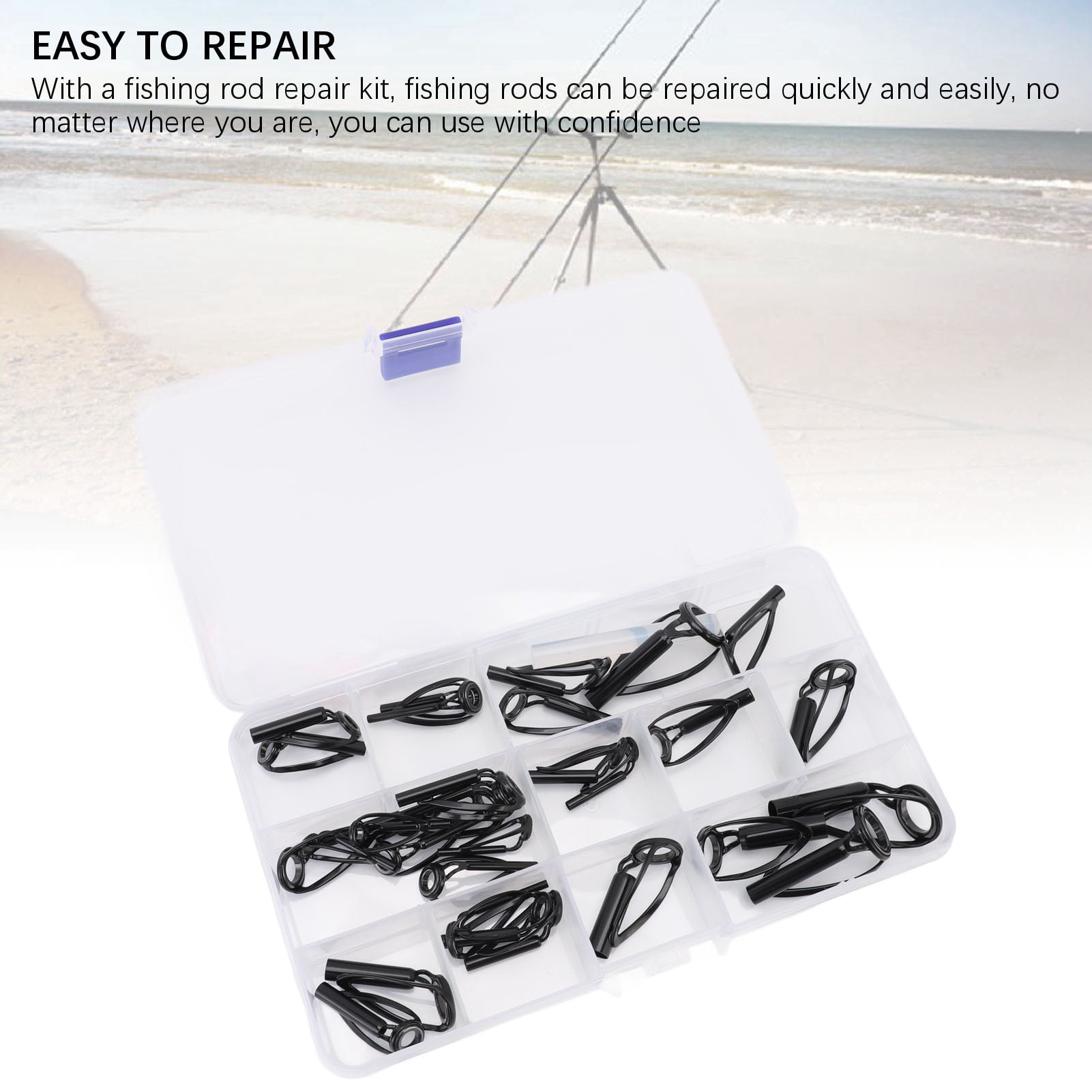 30-Piece Fishing Rod Tip Repair Kit with Ceramic Guides, Stainless ...
