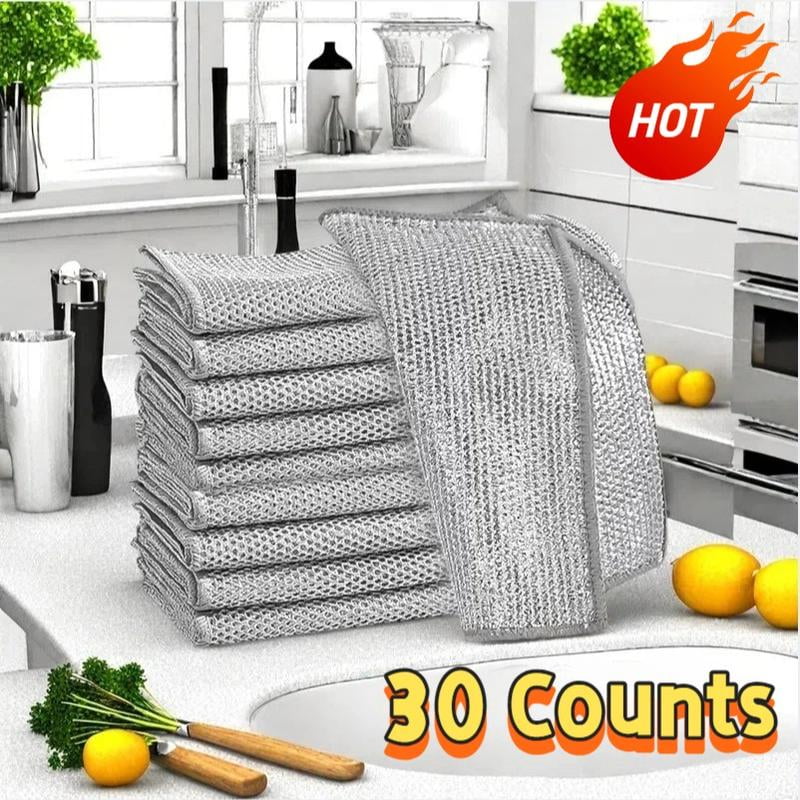 30-Piece High Cost Performance Pack Wire Mesh Dishes Cleaning Cloth Non ...