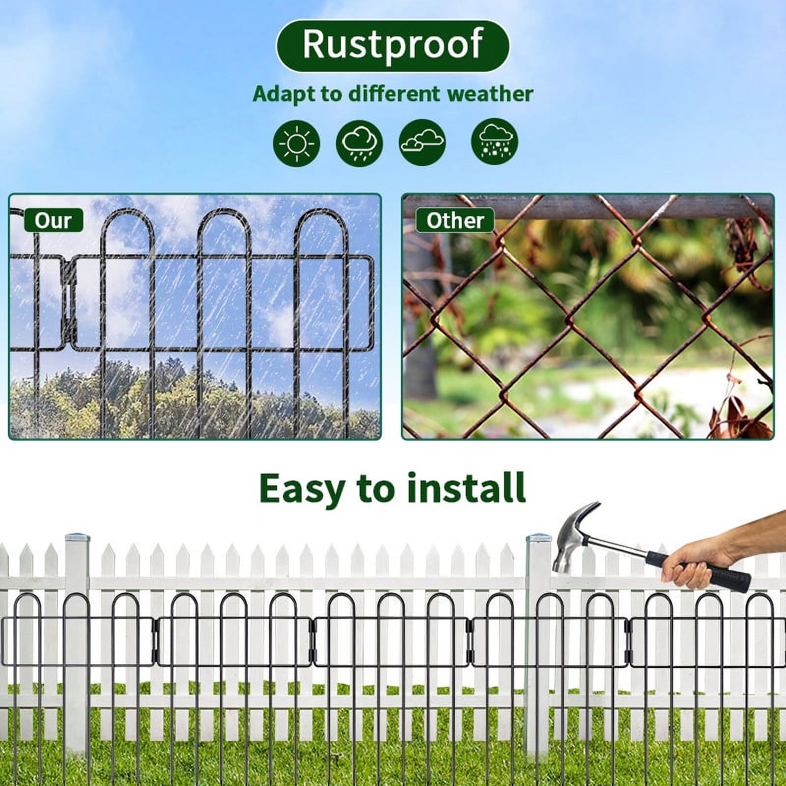 30 Piece Metal Garden Fence Panel, Rust Resistant, Animal Barrier ...
