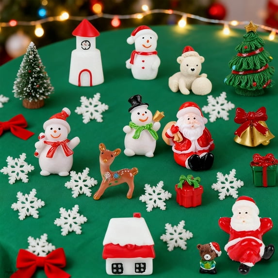 30-Piece Mini Resin Christmas Ornaments - Miniature Christmas Trees ...