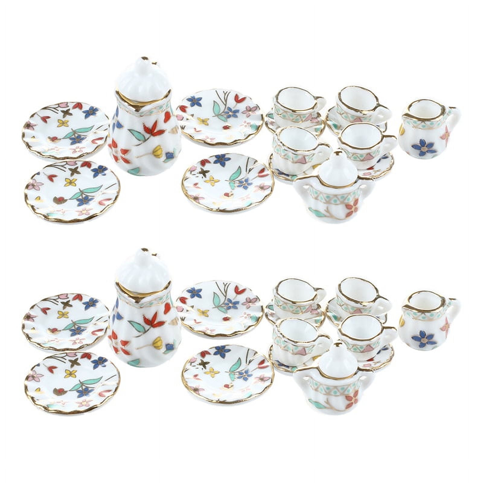 30 Piece Miniature Dinnerware Porcelain Tea Set Tableware Cup Plate ...