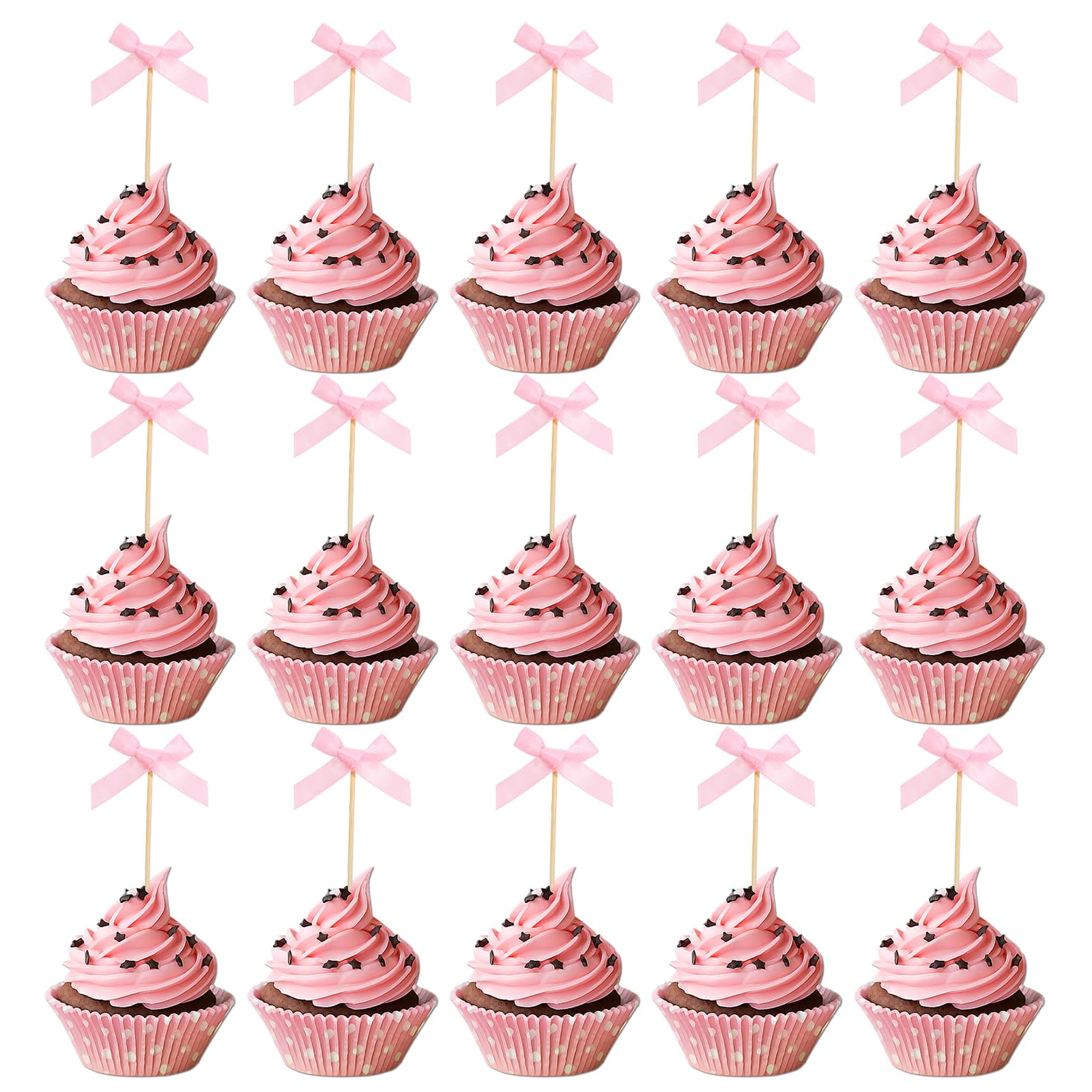 30 Piece Pink Bow Cupcake Toppers AIS1 Bowknot Ribbon Cake Topper Bow ...
