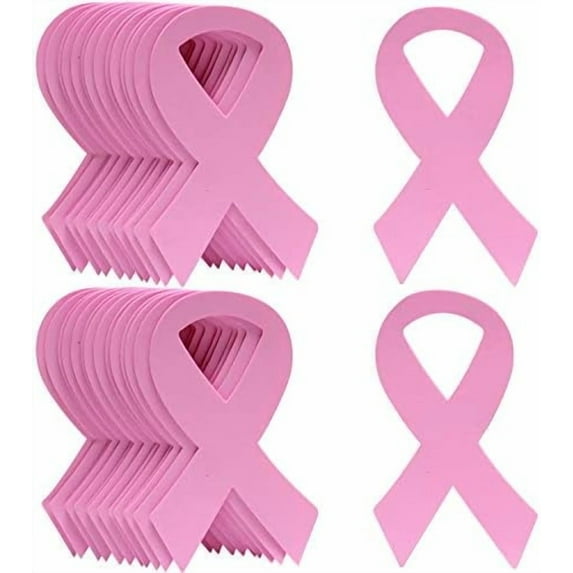 30 Piece Pink Ribbon Foam Breast Cancer Awareness Ribbons Foam，6 Inches ...