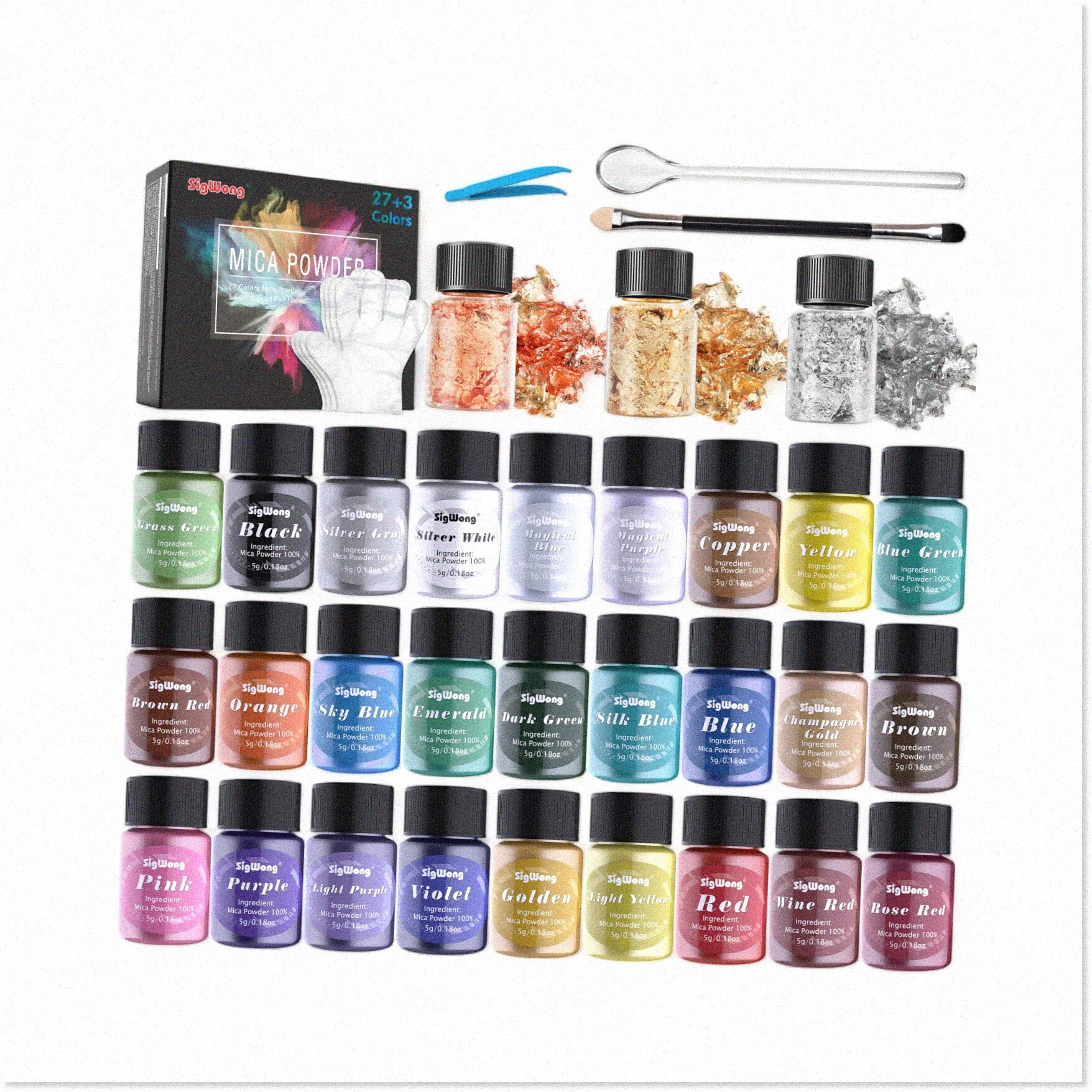 30-Piece Set of Natural Cosmetic Grade Mica Powder Pearlescent Color ...