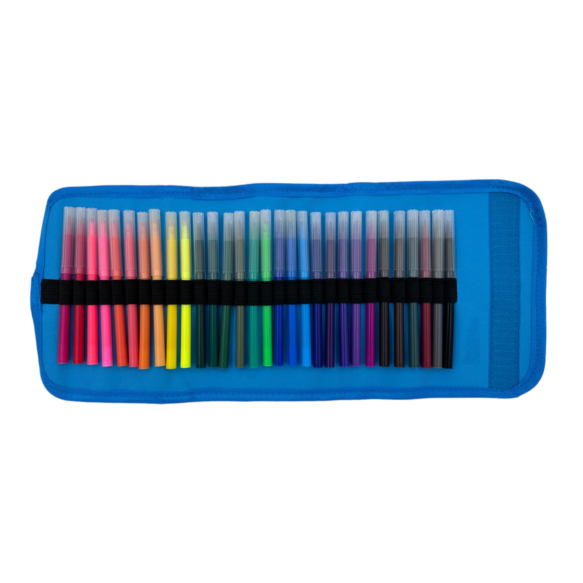 30 Piece Set of Fine Line Markers with Blue Roll-Up Storage Case ...