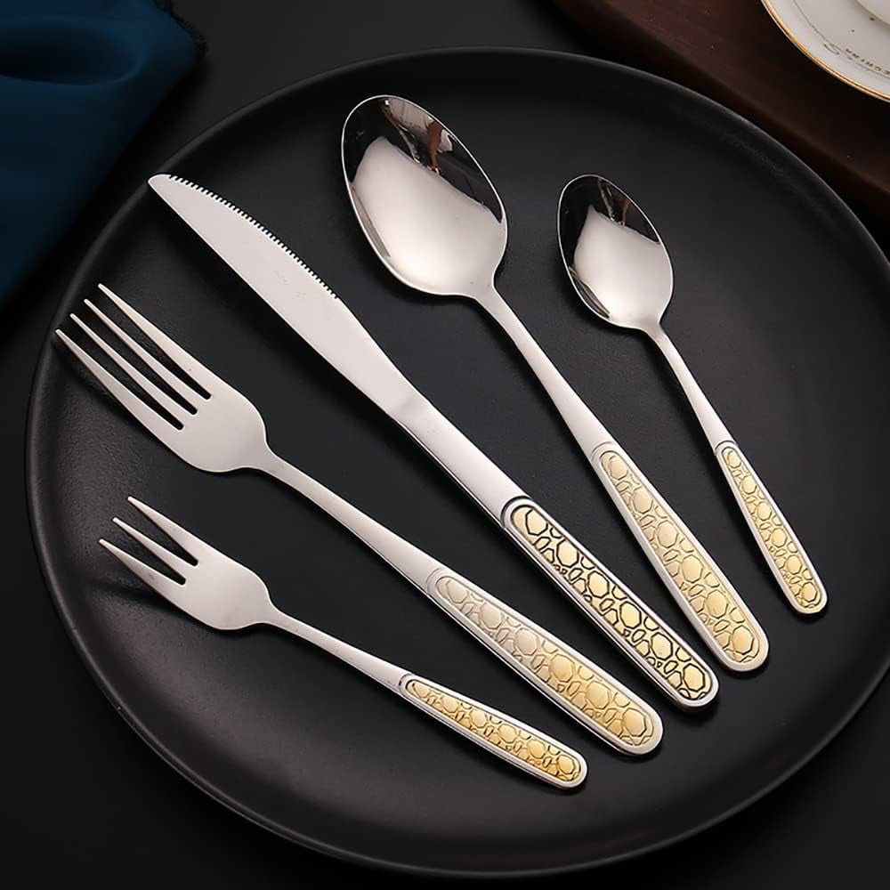 30 Piece Silverware Set for 6 ,Modern Stainless Steel Flatware Cutlery ...