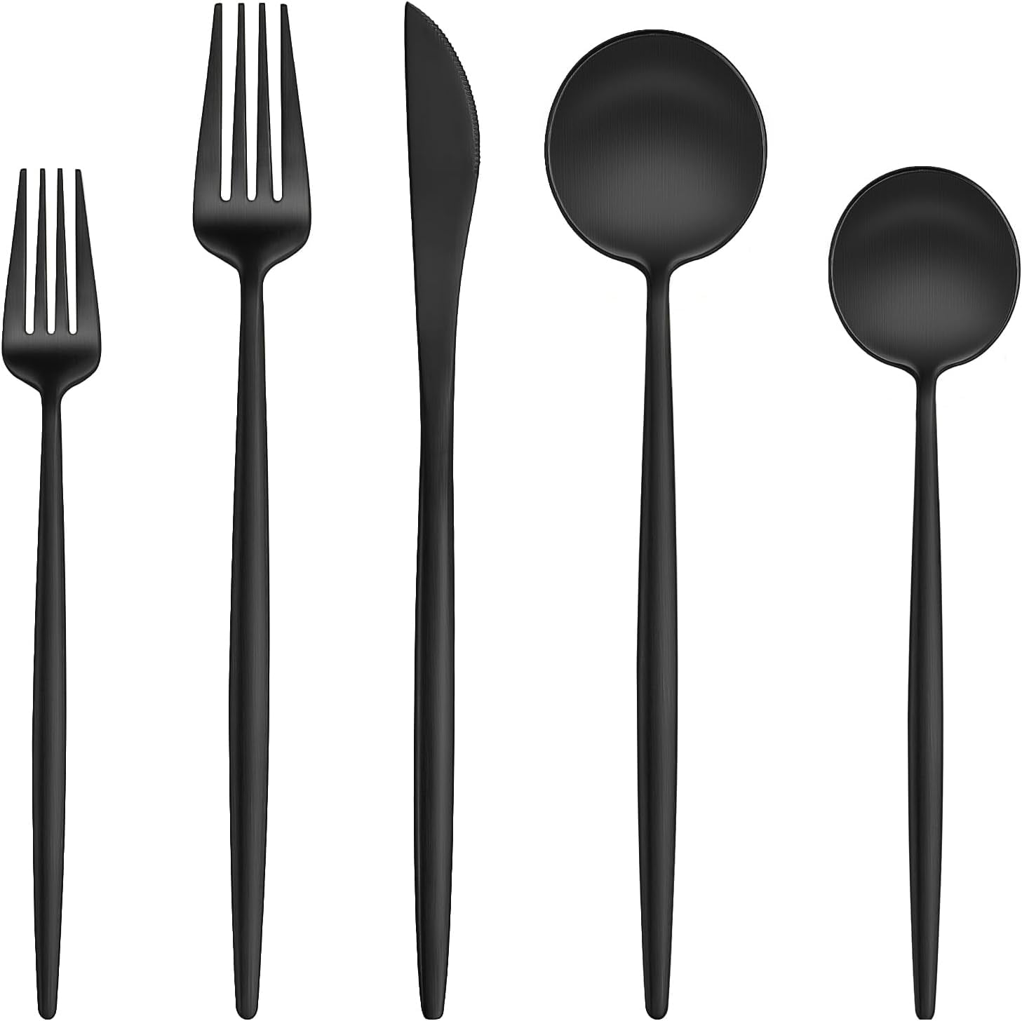 30-Piece Silverware Set for 6, Stainless Steel Flatware Set Matte Black ...