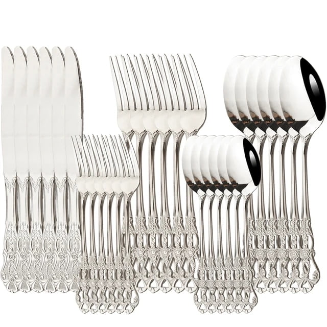 30-Piece Stainless Steel Cutlery Set: Elegant Flatware for Western ...
