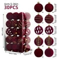 30-Piece Velvet Christmas Ball Set - 2.36-Inch Flocked Tree Ornaments ...