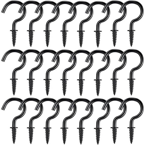 30 Pieces 1.45-innch Black Screw-in Hooks Large Ceiling Hooks Heavy ...