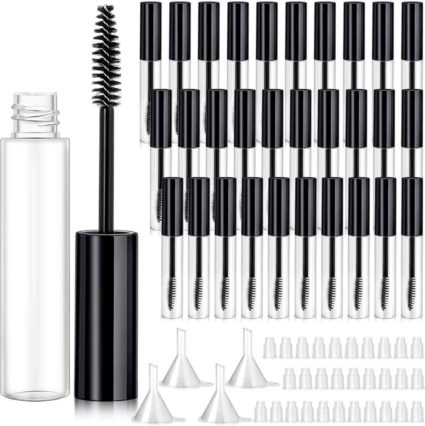 30 Pieces 10 ml Empty Mascara Tubes Eyelash Wand Refillable Clear ...