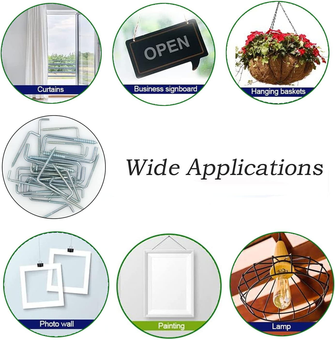 30 Pieces 2 Sizes Screw in Long Square Bend Hook kit, Galvanized Square ...