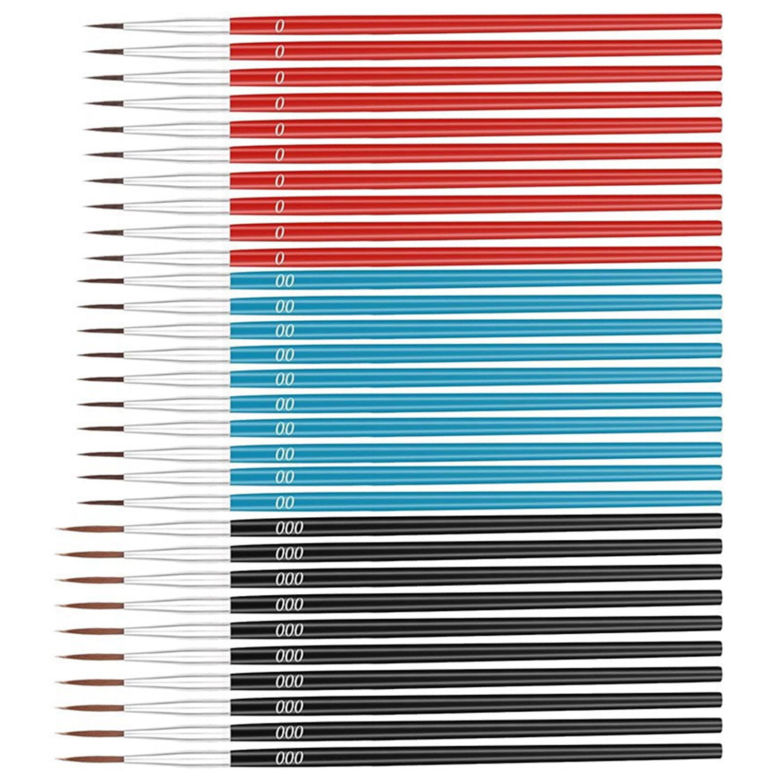 30 Pieces 3 Size Fine Paint Brushes #0 #00 #000 Nylon Hair Painting ...