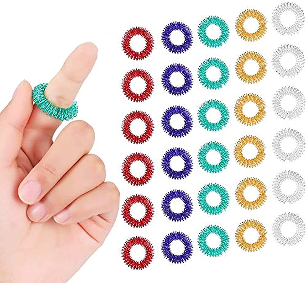30-Piece Acupressure Rings, Spiky Sensory Finger Rings, Stress Reducer ...