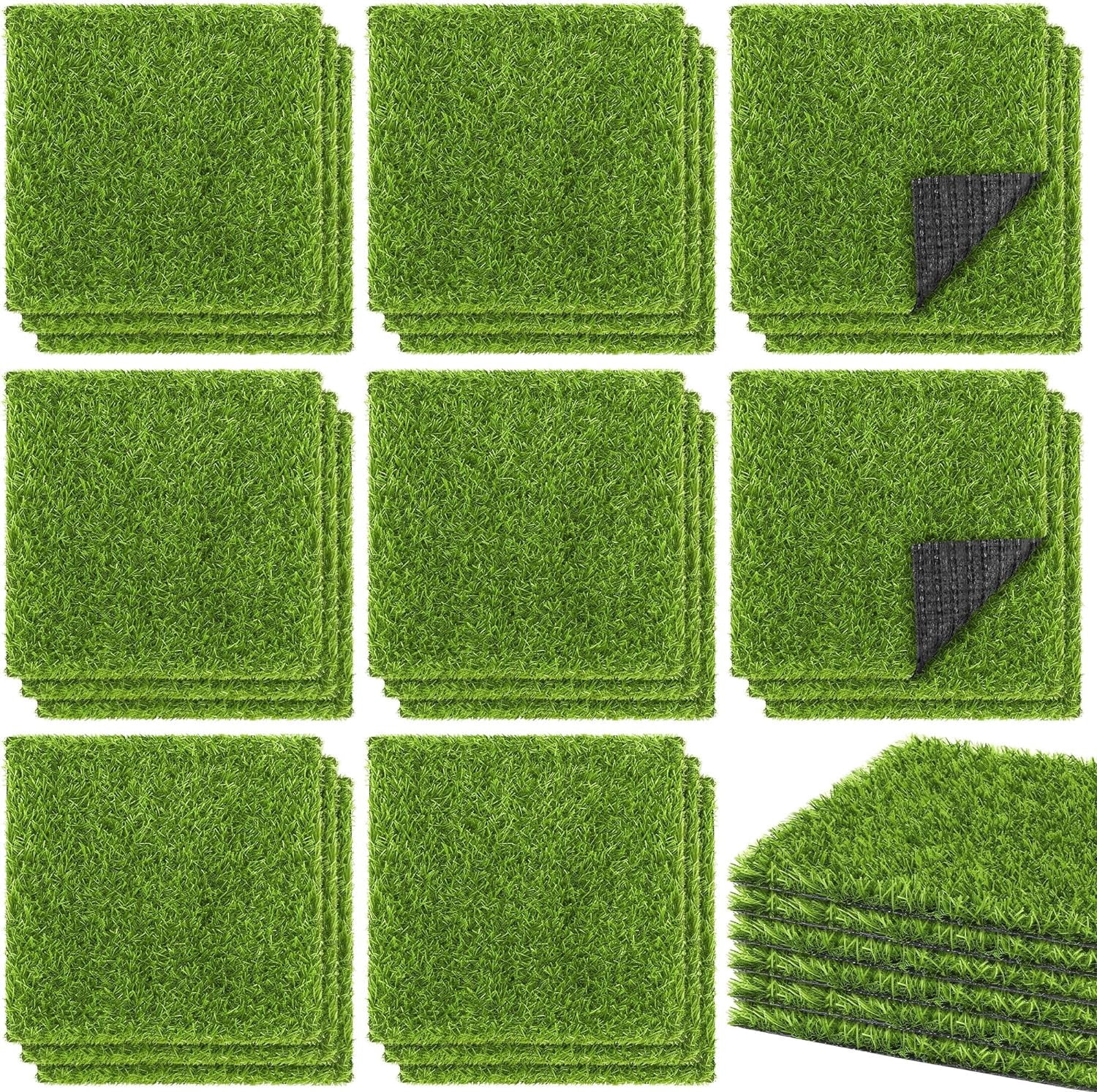 30 Pieces Artificial Grass Mat 12 x 12 Inch Fake Grass Square Mat ...