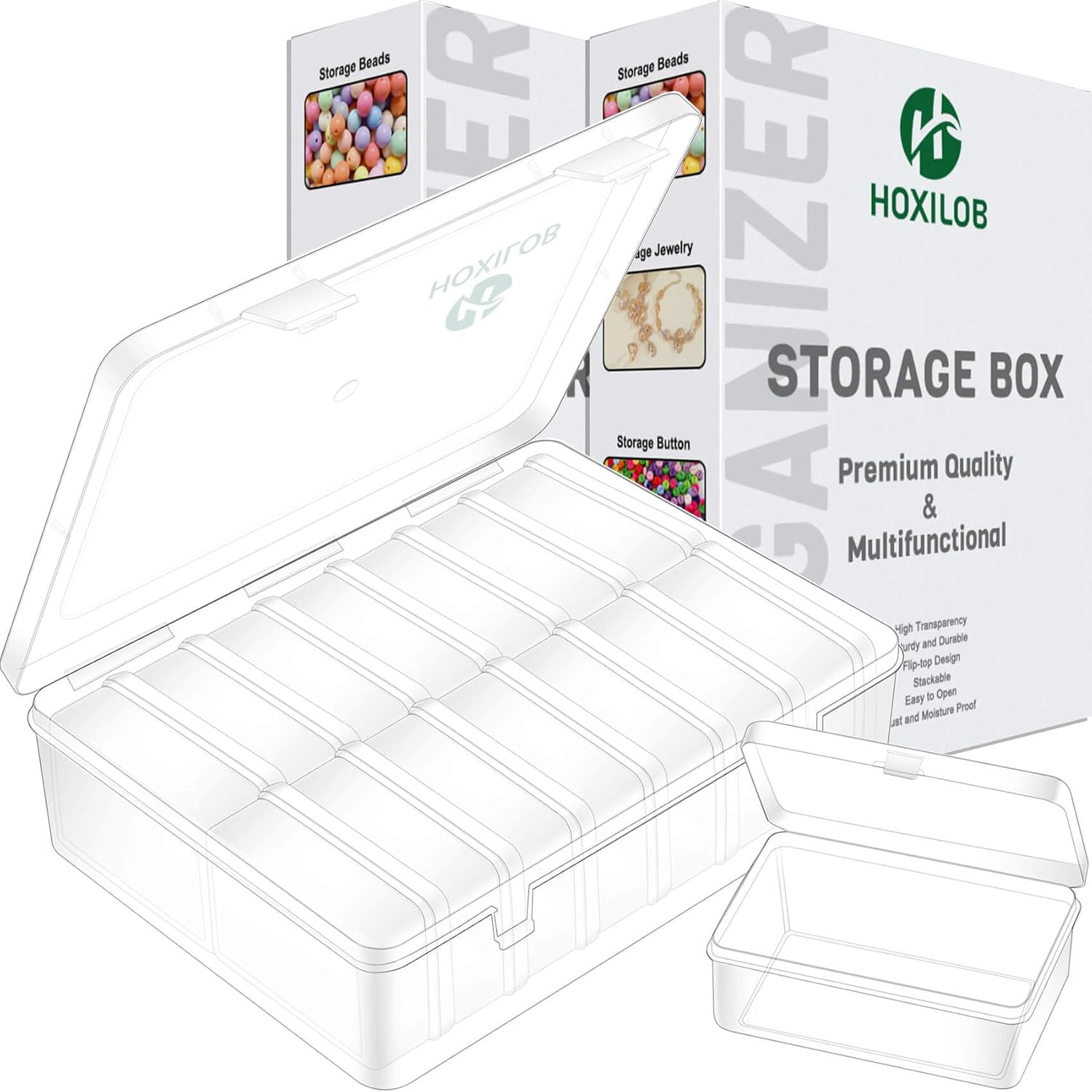 30 Pieces Bead Organizer Boxes, Medium Clear Plastic Storage Container ...